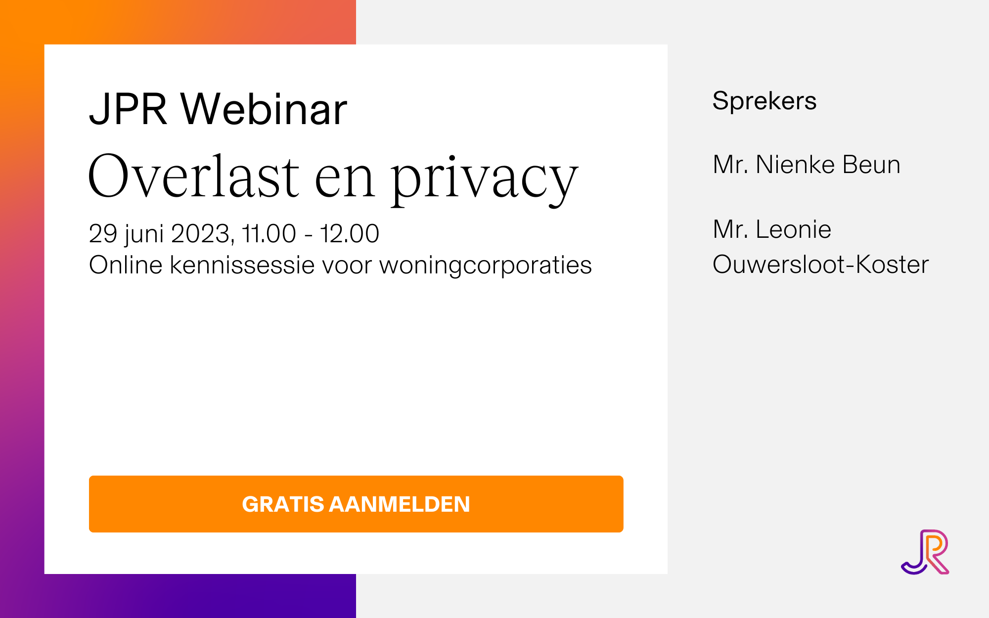 Webinar overlast en privacy | JPR Advocaten